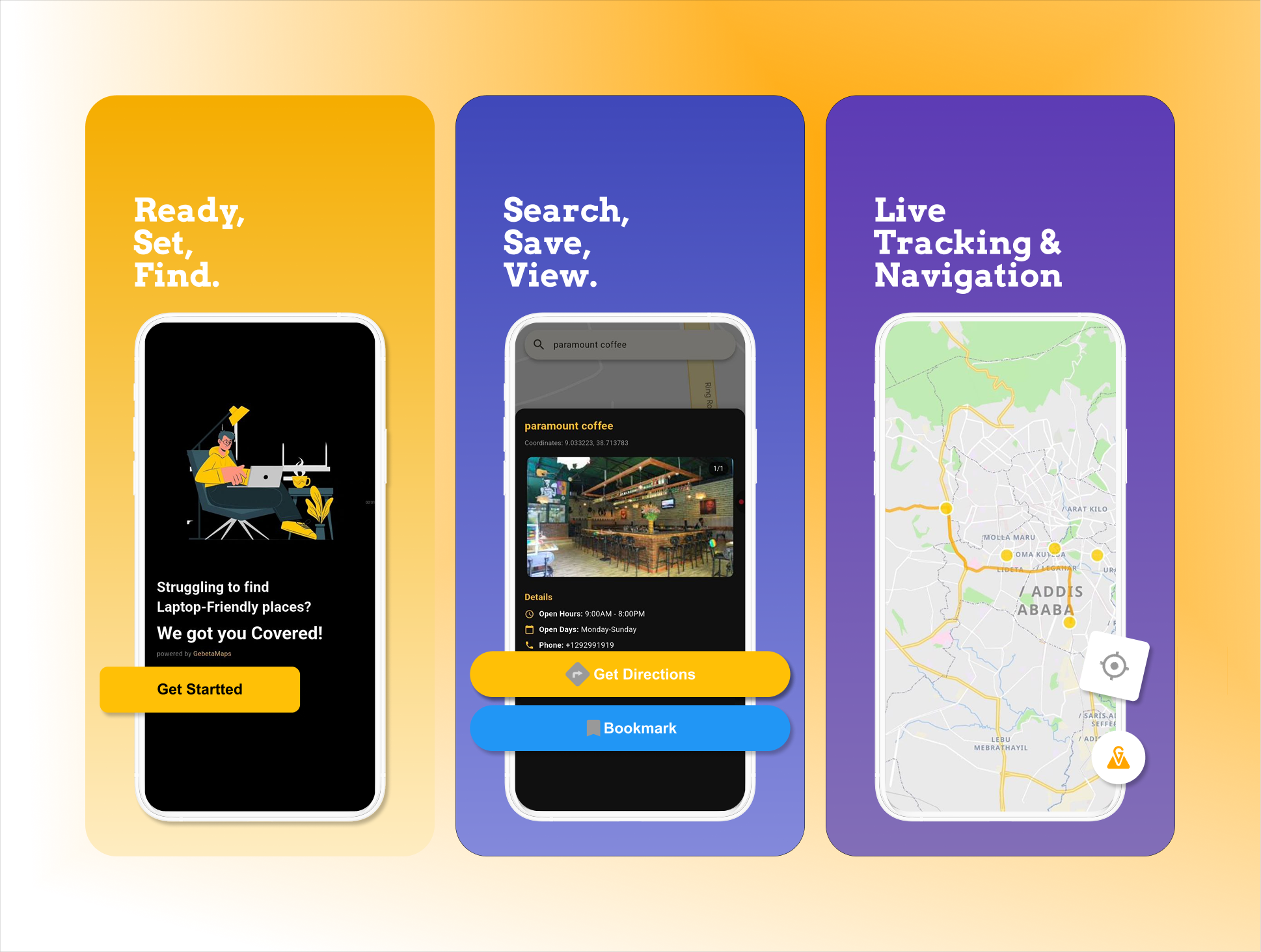 Building Laptop-Friendly Places: a Location based app with GebetaMaps